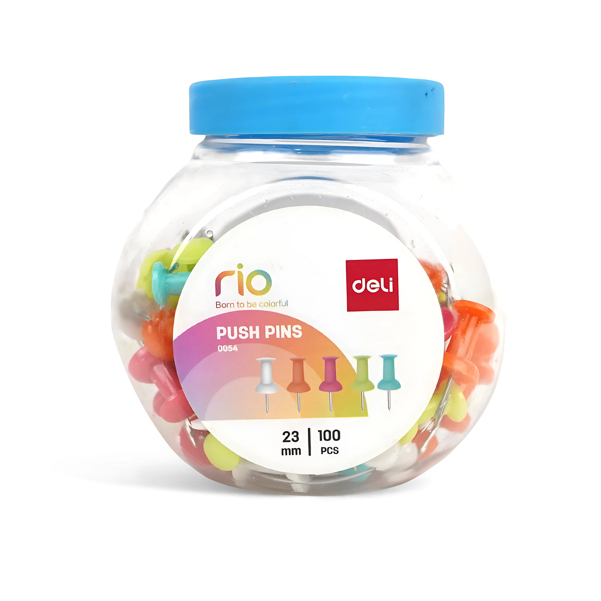 Deli Rio Push Pins – 100 Pieces, 23mm, Assorted Colors — Azeem Books